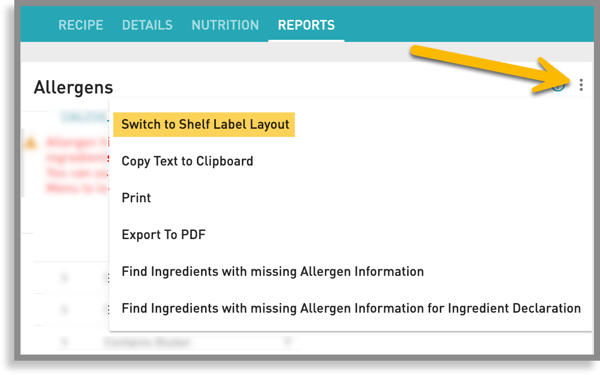 Generate an Allergen Report – NutriCalc