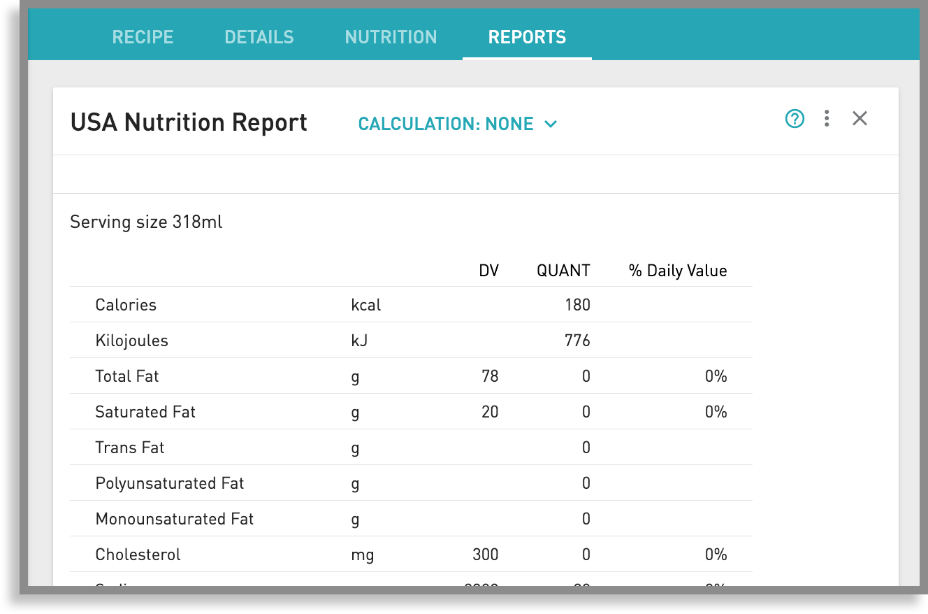 How to view the USA Nutrition Report – NutriCalc
