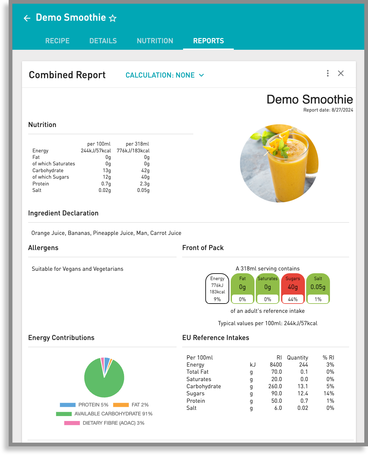 UK/EU Combined Reports – NutriCalc