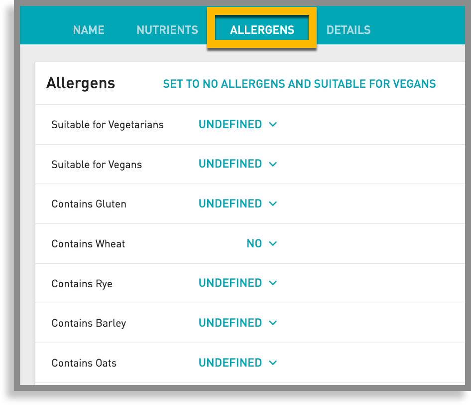 How to view and update the Ingredient Declaration – NutriCalc