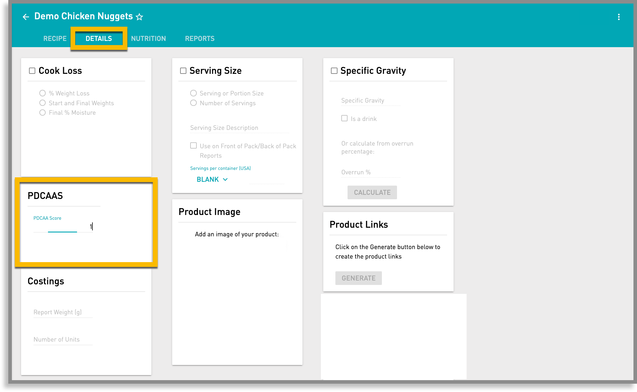 USA Labels: PDCAAS – NutriCalc