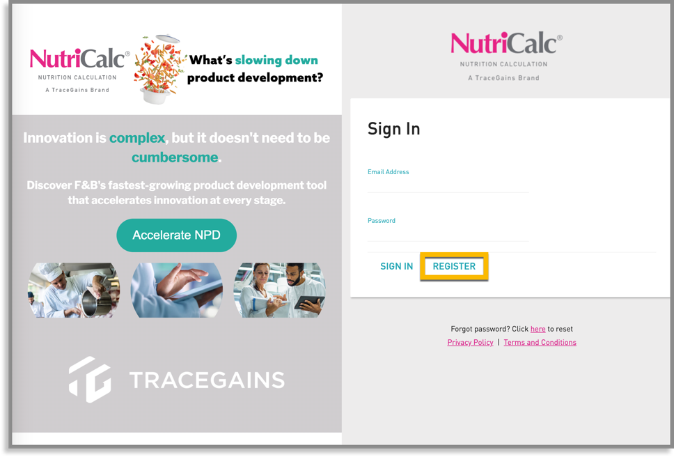 Register for a NutriCalc UK/non-USA Account – NutriCalc