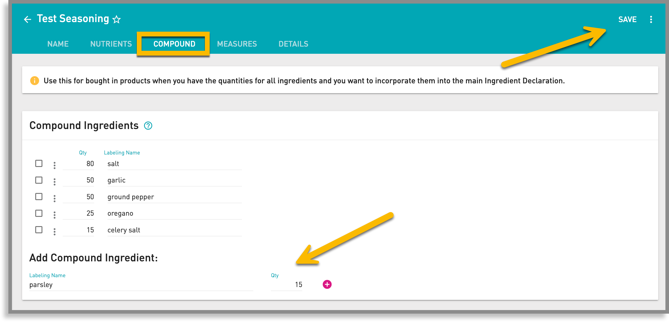 Create a Compound Ingredient – NutriCalc