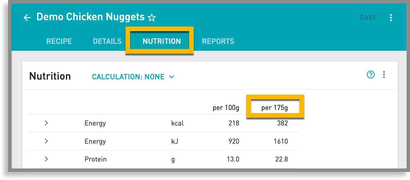 Serving Size for Recipe Nutrition Calculation and Label Display – NutriCalc