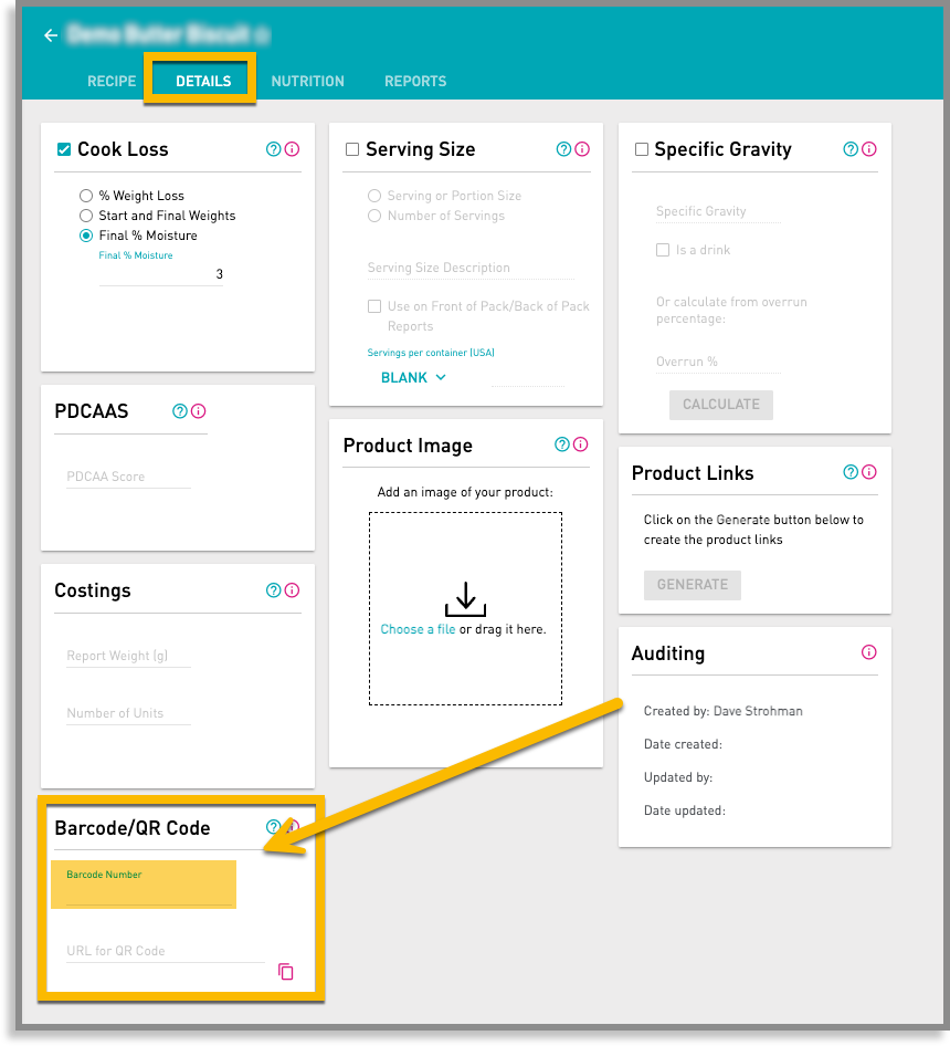 Create a Barcode for a Product – NutriCalc
