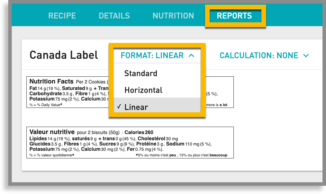 Canadian Nutrition Facts Label – NutriCalc