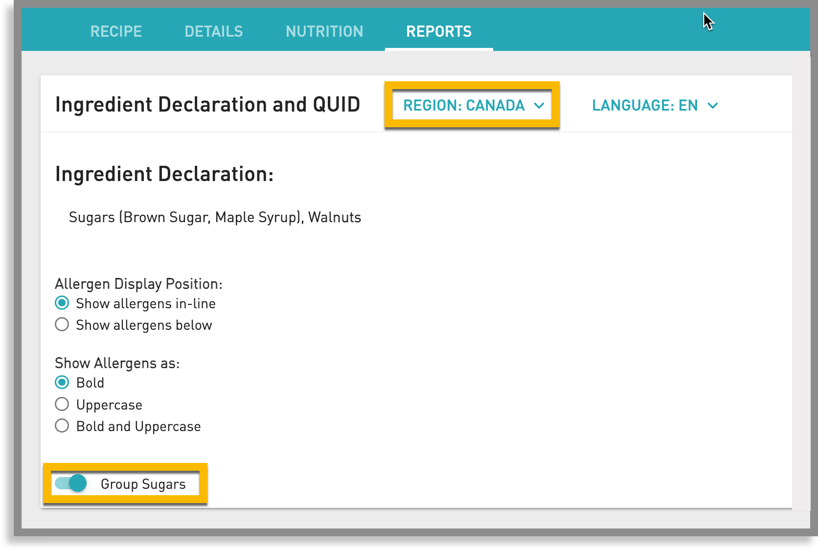 Canada Labels: Sugars Grouping – NutriCalc