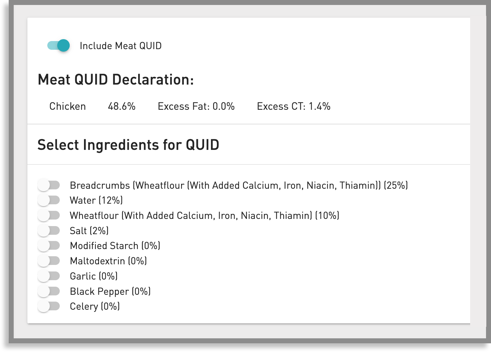 Ingredient Declaration and QUID Report – NutriCalc