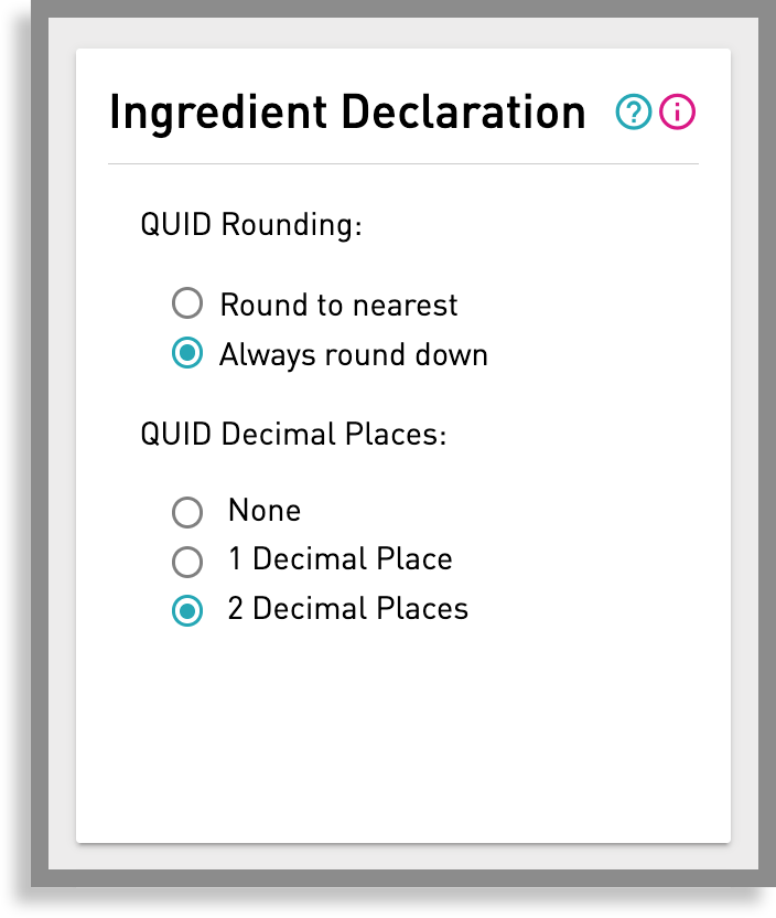 Settings: Ingredient Declaration – NutriCalc