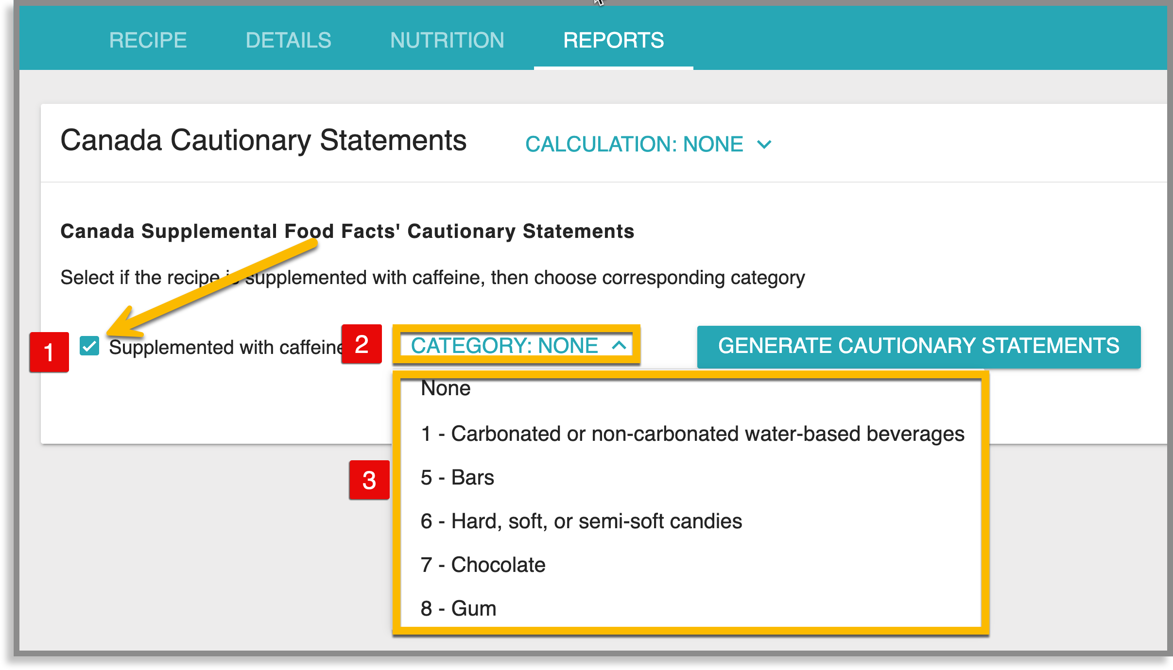 Canada Cautionary Statements – NutriCalc