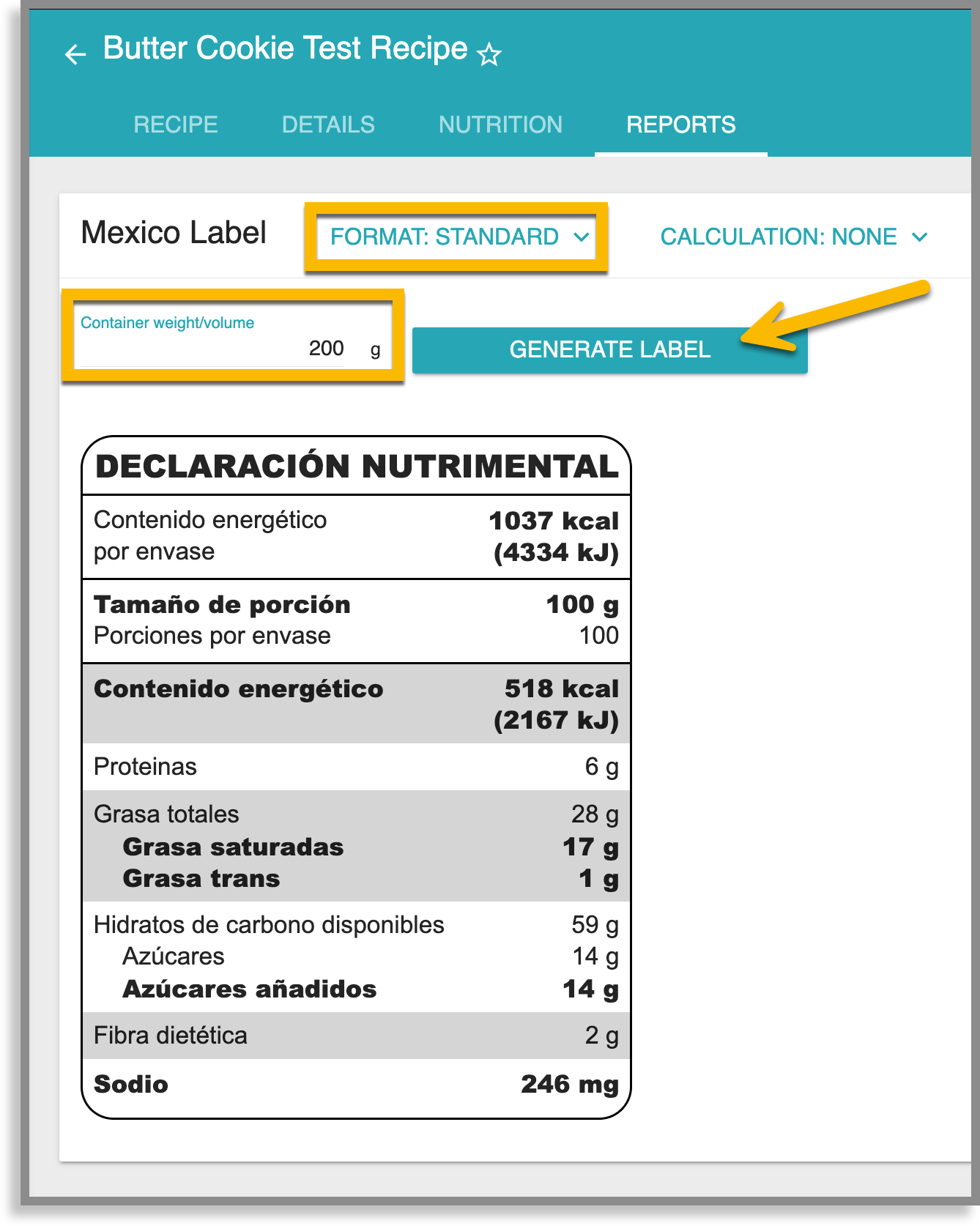 Mexico Label – NutriCalc