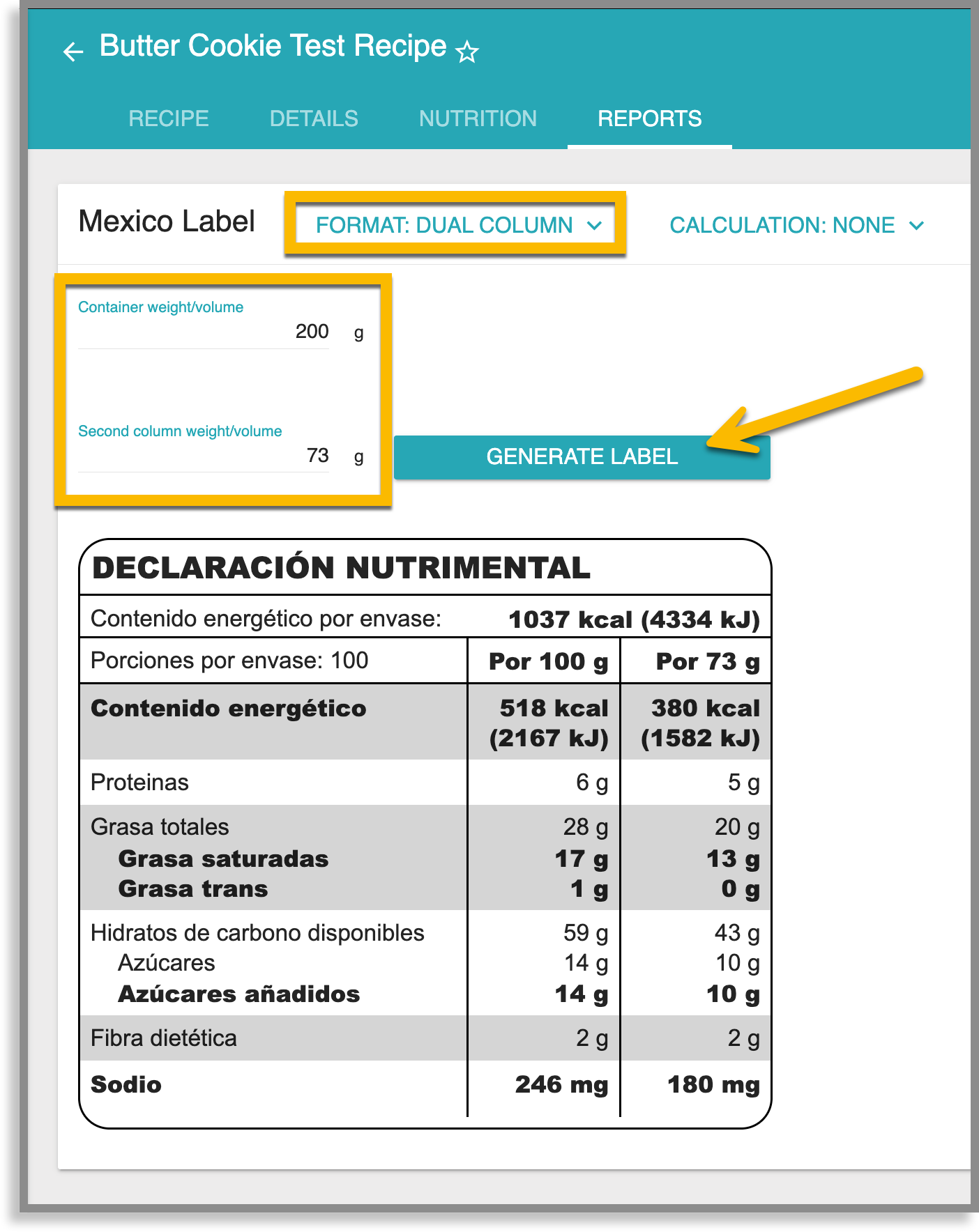 Mexico Label – NutriCalc