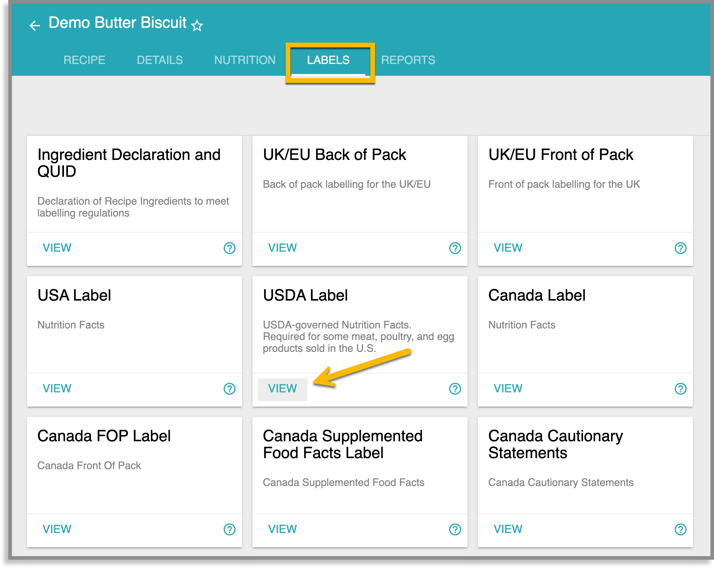 USDA Labels – NutriCalc