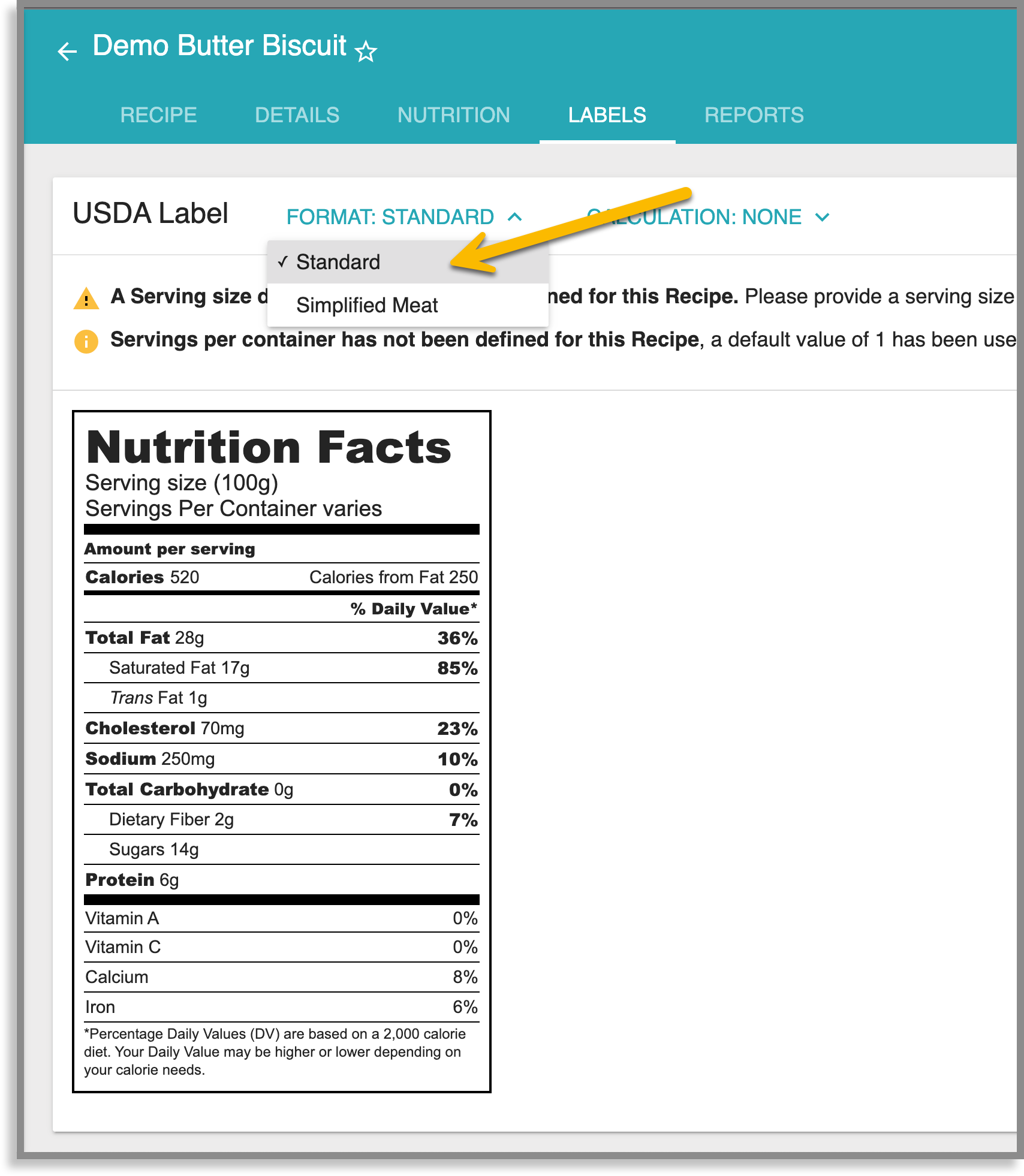 USDA Labels – NutriCalc