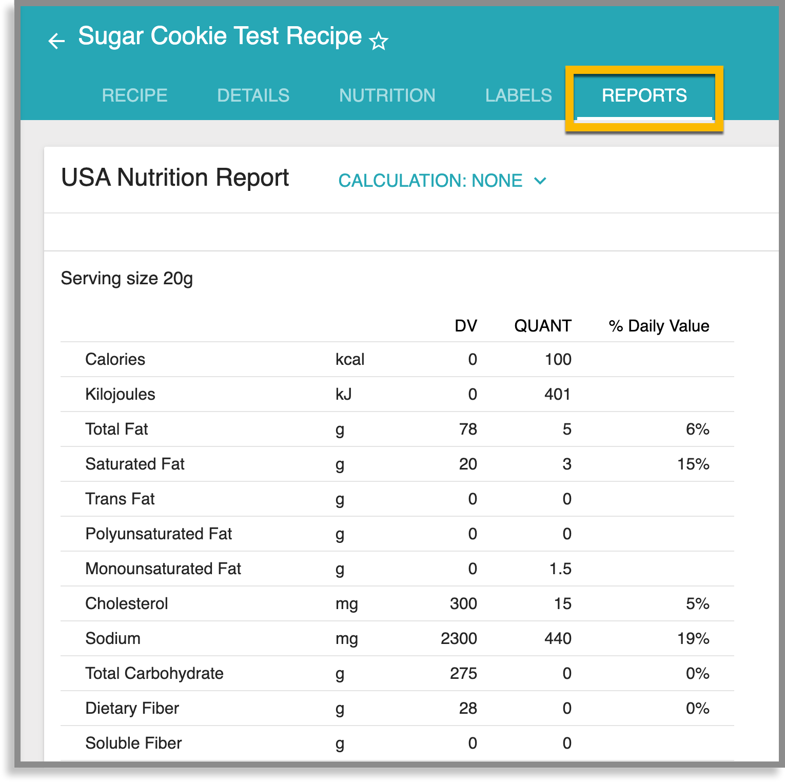 How to View the USA Nutrition Report – NutriCalc
