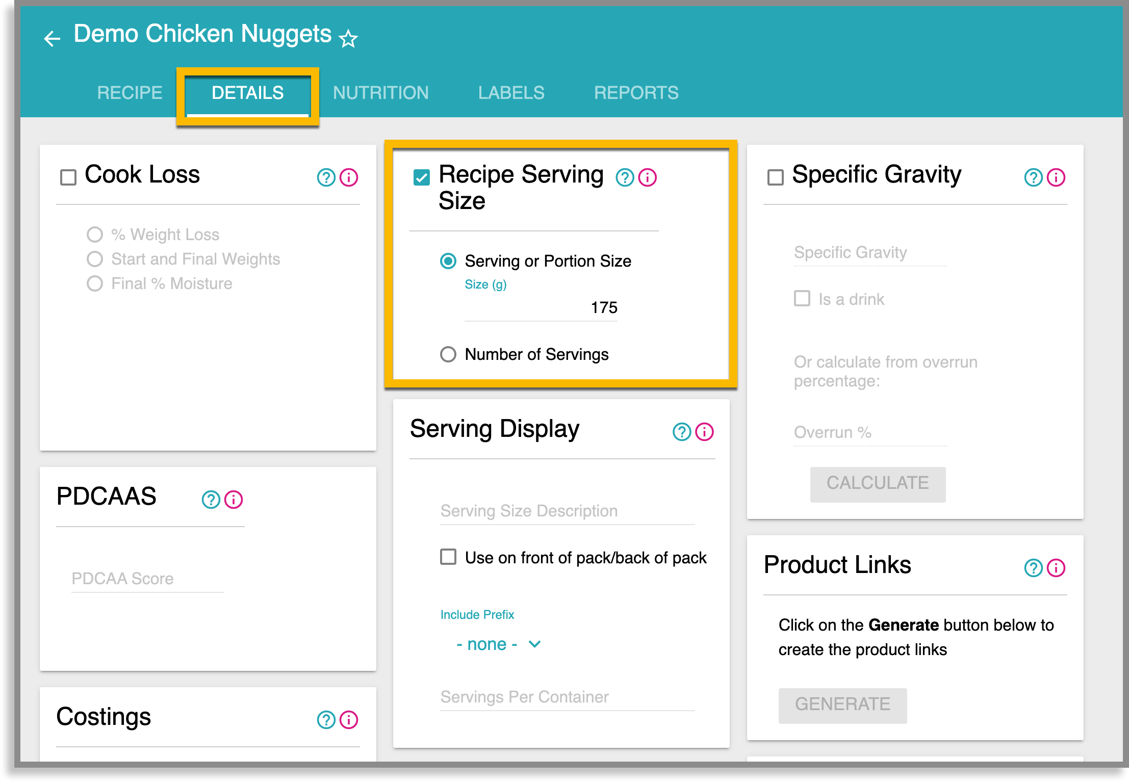 Serving Size for Recipe Nutrition Calculation and Label Display – NutriCalc