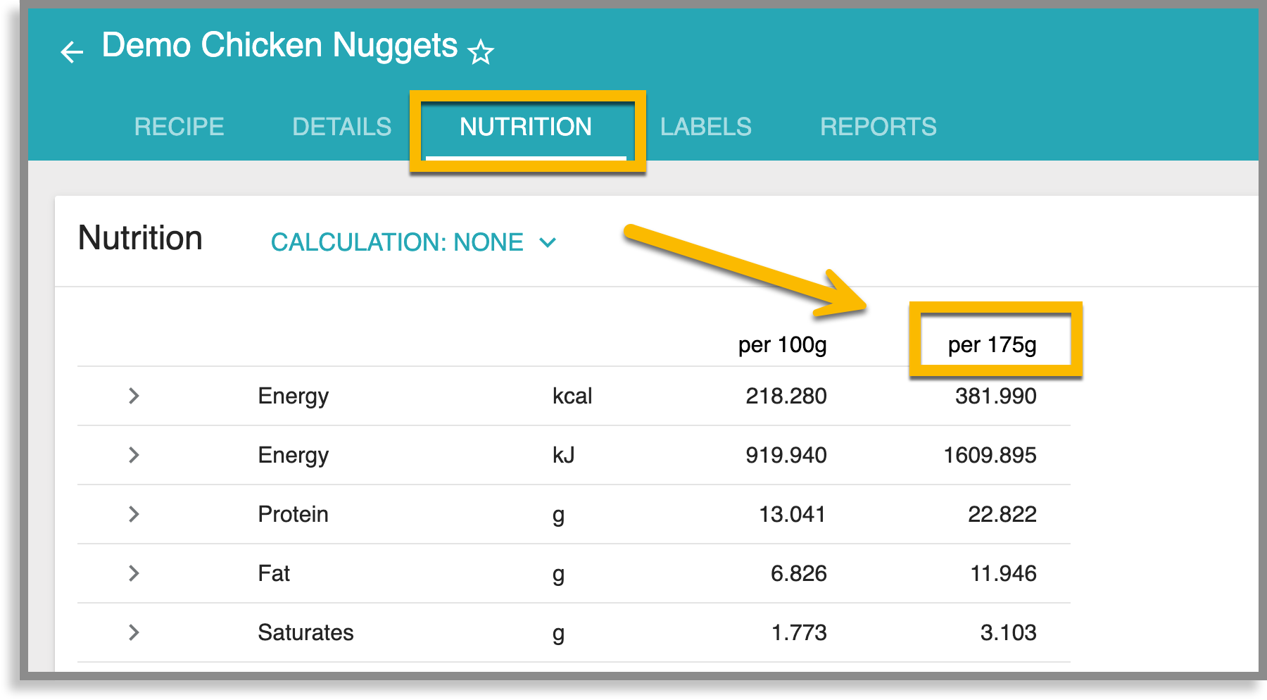 Serving Size for Recipe Nutrition Calculation and Label Display – NutriCalc