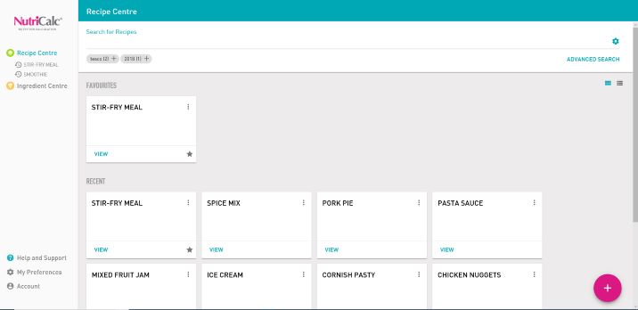 What is on the screen after starting NutriCalc? – NutriCalc