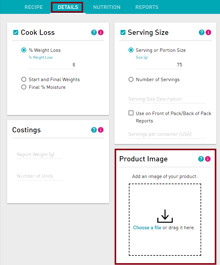 Add an Image for Product or Recipe – NutriCalc